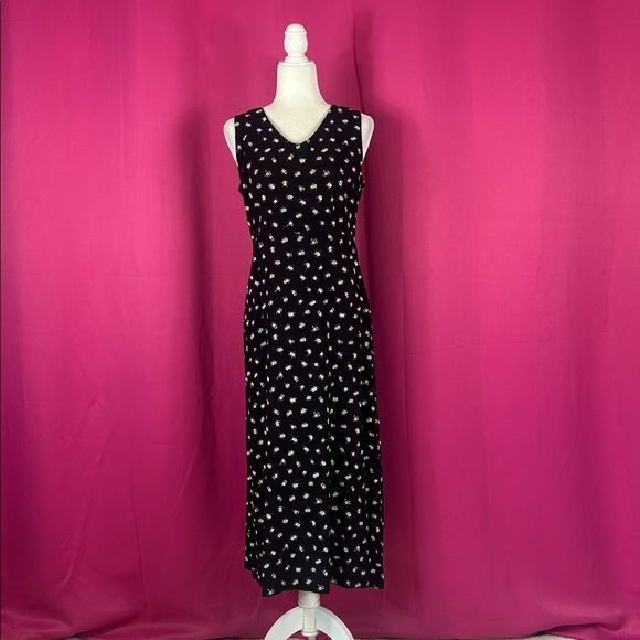 Vintage | Dresses | Vintage 9s Allison Che Black And White Floral Print ...
